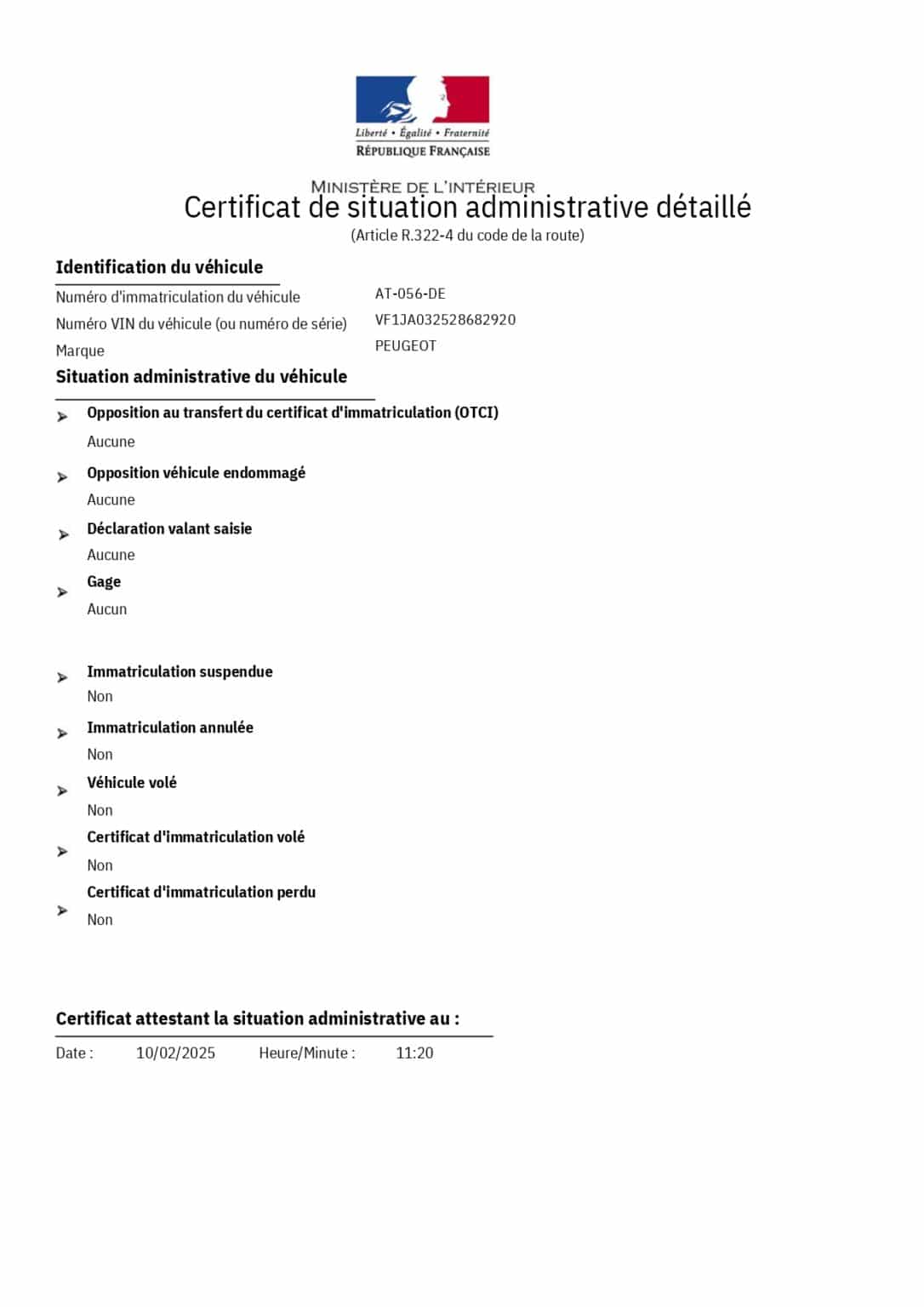 Certificat de situation administrative | Demande en ligne | PDF